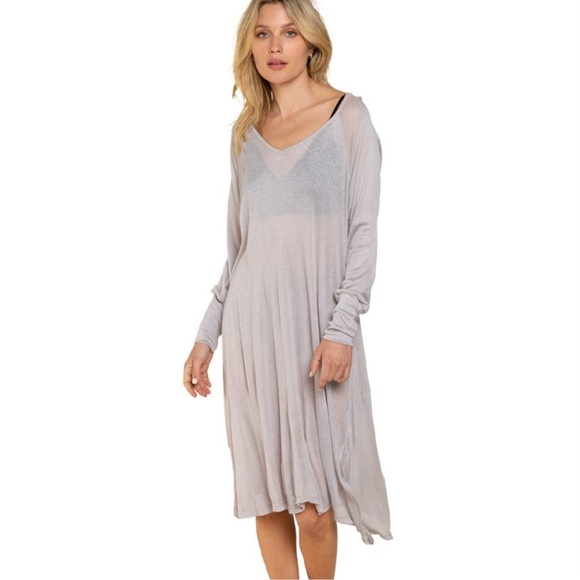 POL | Dresses | Pol Sheer Wind Down Grey Maxi Dress | Poshmark